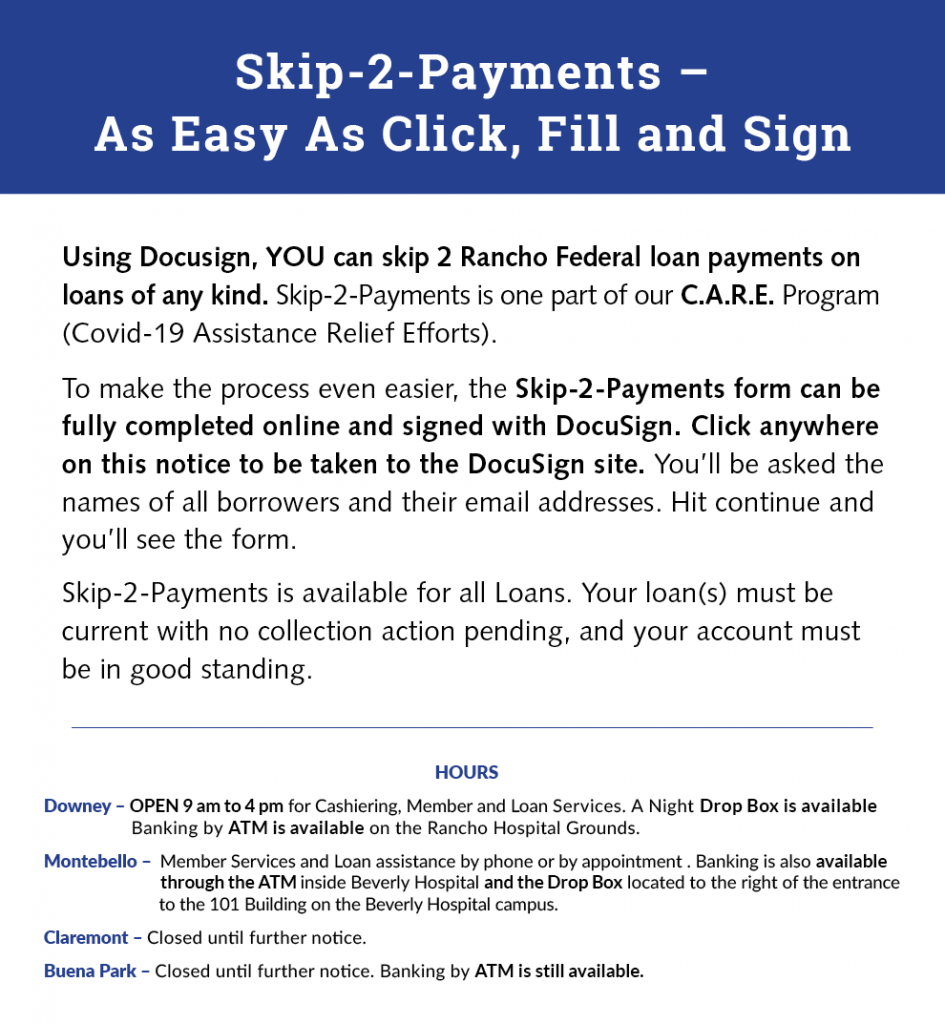 Skip 2 Popup | Rancho Federal Credit Union
